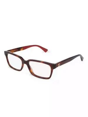 Gucci Rectangle Full-rim Glasses - Brown