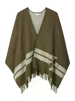 Tory Burch Striped Logo Cape - Green