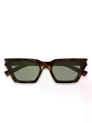 Saint Laurent Logo-detail Full Rim Sunglasses - Brown