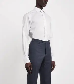 Eton Signature Twill Floral-trim Shirt - White