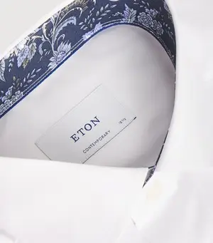 Eton Signature Twill Floral-trim Shirt - White