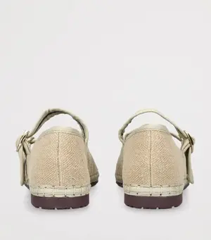 FLABELUS Linen-blend Claire Mary Janes - Beige