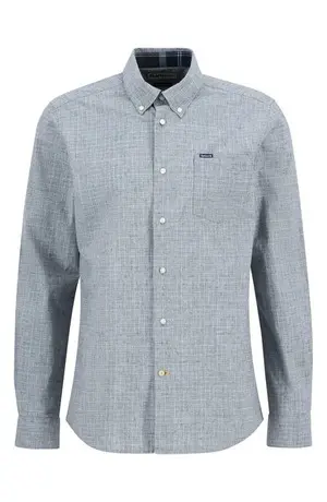 Barbour Wester Slub Check Cotton Button-down Shirt - Chambray