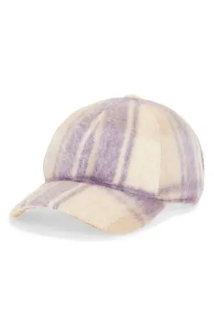 Treasure & Bond Brushed Plaid Baseball Cap - Purple Plaid