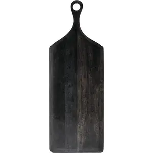 STORIED HOME Tall Acacia Wood Cheese And Cutting Board With Round Opening On Handle - Black