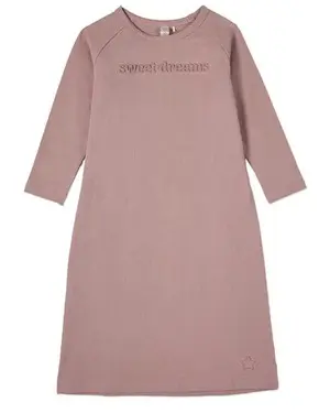 MINIMOI Cotton Rich Nightgown With Embossed 3d Graphics - Mauve