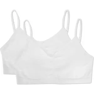 MEMOI 2 Pair Pack Gathered Front Cup Training Bra - White