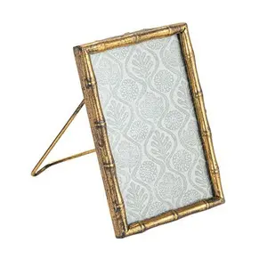 STORIED HOME Metal Wood Style Photo Frame - Gold