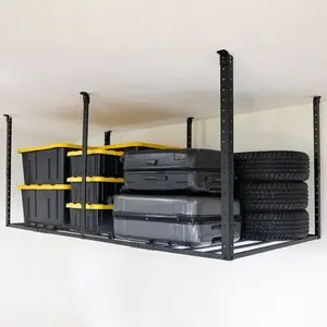 STOREYOUR 4' X 8' Faber Overhead Garage Shelving -holds 700 Lbs - Black