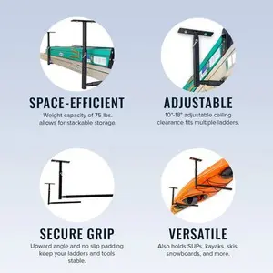 STOREYOUR Hi-port 2 -ladder Adjustable Ceiling Storage Rack -single -holds 75 Lbs