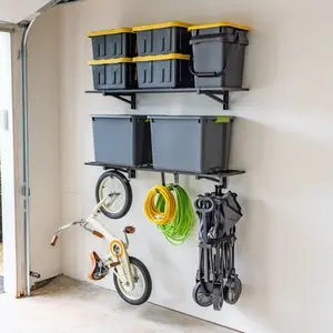 STOREYOUR 1' X 4' Bristol Garage Wall Mount Shelves -2-pack - Black