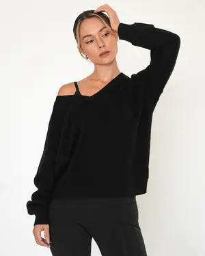 REBODY Nora V-neck Cashmere Sweater - Black