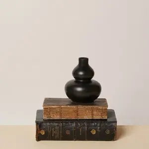 MIDDLE KINGDOM Semi-matte Porcelain Mini Double Gourd Vase - Black