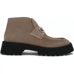 AMIE RAFA Dario Suede Horsebit Boots - Taupe