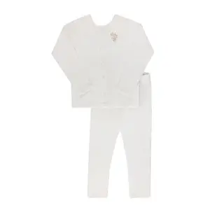 ELY'S & CO. Velour Lounge Set With Floral Detail - Ivory Rosegold