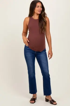 PINKBLUSH Cut Hem Kick Flare Maternity Jeans