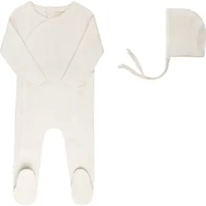 ELY'S & CO. Footie And Bonnet Set - Ivory