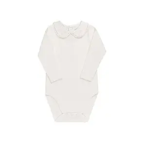 ELY'S & CO. Embroidered Collar Bodysuit, Overalls And Bonnet Set - Ivory Boy