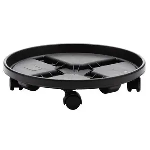 BLOEM 12 Inch Round Planter Caddy With Wheels - Black