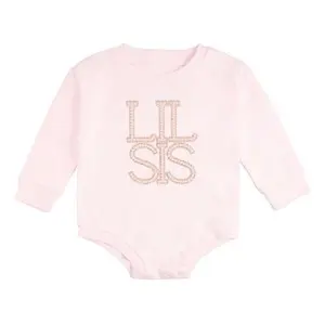 SWEET WINK Lil Sis Pearl Patch Long Sleeve Romper