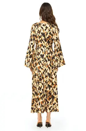 ALEXIA ADMOR Draped Maxi Dress - Beige Abstract