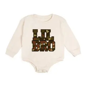 SWEET WINK Lil Bro Camo Patch Long Sleeve Romper - Natural