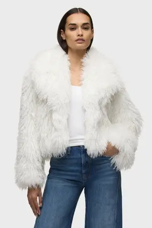 Hudson Jeans Cropped Faux Fur Jacket