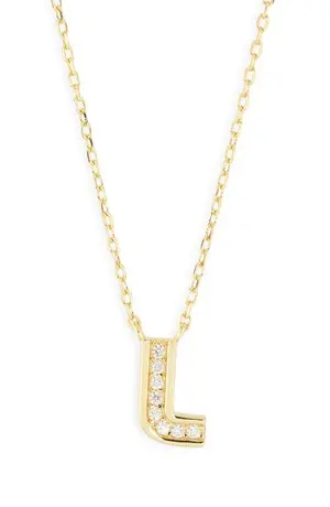 Argento Vivo Cubic Zirconia Initial Pendant Necklace - Gold L