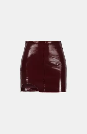 SAEMDI Mini Faux Patent Leather Skirt
