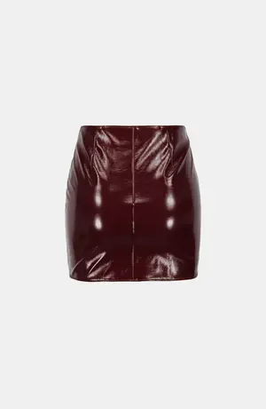 SAEMDI Mini Faux Patent Leather Skirt