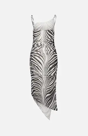 SAEMDI Mesh Print Dress