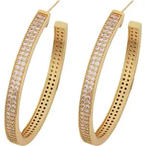 PANACEA Cubic Zirconia Hoop Earrings - Gold