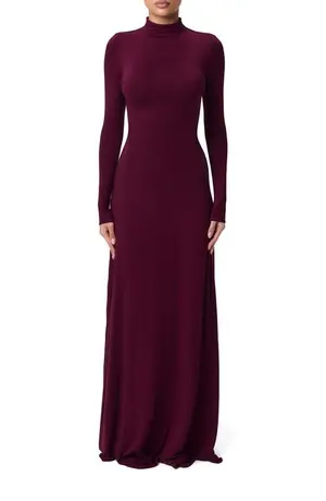 Naked Wardrobe Funnel Neck Long Sleeve Dress - Dark Plum