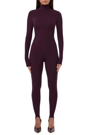 Naked Wardrobe Long-sleeve Stirrup Jumpsuit - Dark Plum