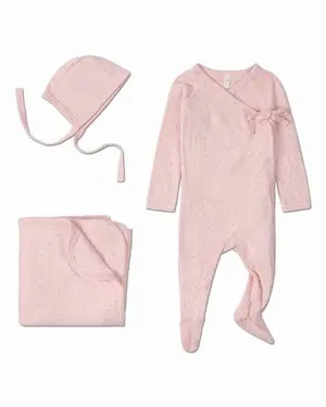 MINIMOI Baby 3-piece Pointelle Footie Set - Pink