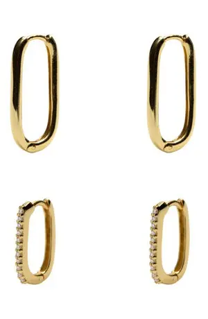 Argento Vivo Mismatched Oblong Hoop Earrings - Gold