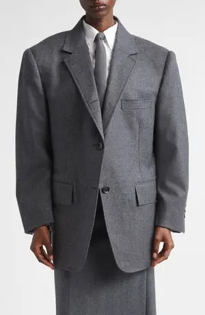 Thom Browne Oversize Wool Flannel Blazer - Dark Grey