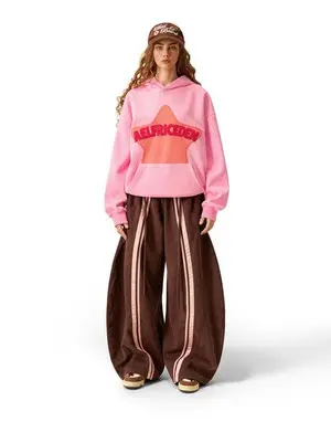 AELFRIC EDEN Vintage Star Embroidered Hoodie - Pink
