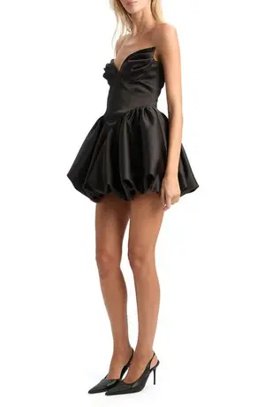 Bardot Avella Strapless Bubble Hem Minidress - Black