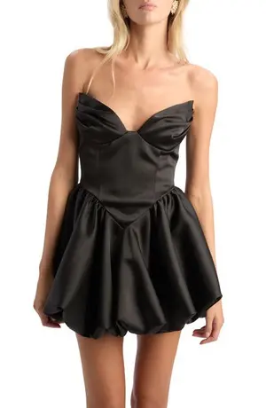 Bardot Avella Strapless Bubble Hem Minidress - Black