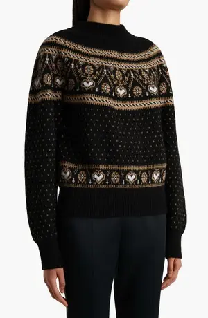 Khaite Guy Fair Isle Cashmere Sweater - Black/camel Multi