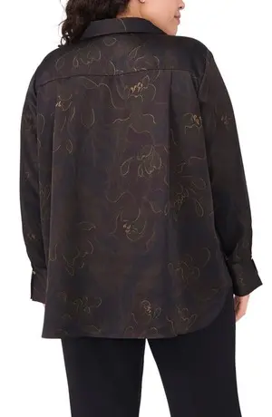 Halogen Metallic Floral Satin Charmeuse Top