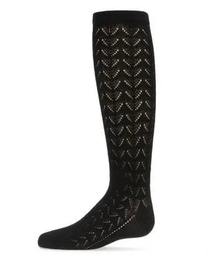 MEMOI Pelerine Knee High Cotton Blend Socks Black