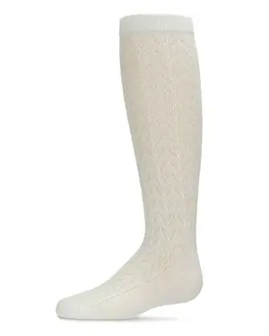 MEMOI Pelerine Knee High Cotton Blend Socks Winter White