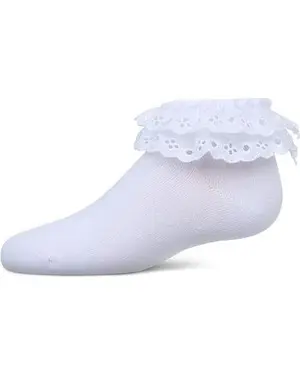 MEMOI Eyelet Lace Anklet Socks White