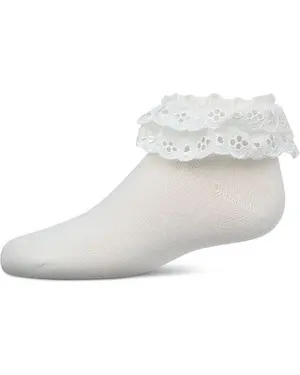 MEMOI Eyelet Lace Anklet Socks - Winter White
