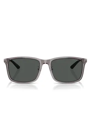Emporio Armani 57mm Square Frame Sunglasses - Shiny Grey/dark Grey