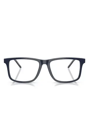 Emporio Armani 55mm Square Full Rim Optical Glasses - Shiny Blue/demo Lens