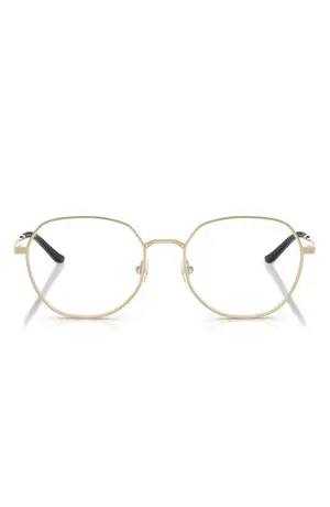 Emporio Armani 54mm Round Optical Glasses - Shiny Pale Gold/demo Lens