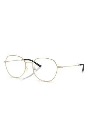 Emporio Armani 54mm Round Optical Glasses - Shiny Pale Gold/demo Lens